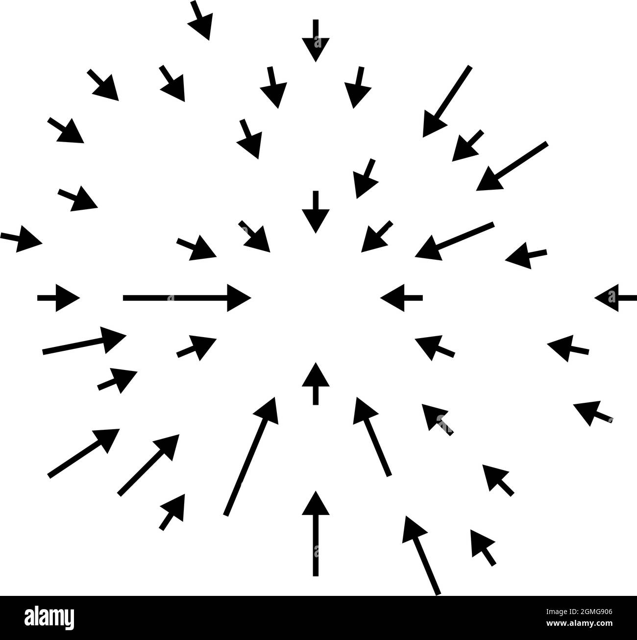 Arrows pointing inward. Radial, radiating arrows, pointers - stock ...