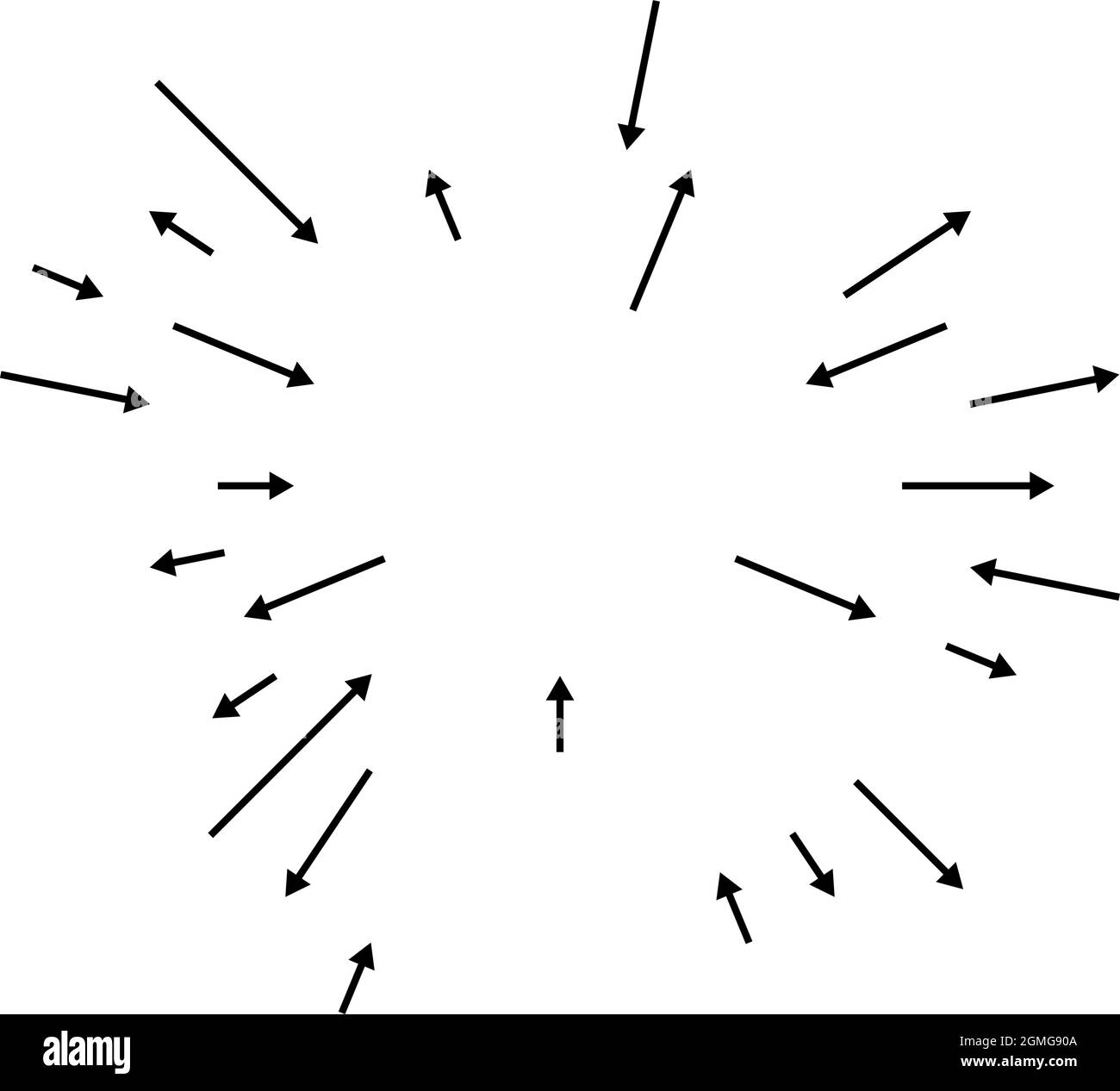 Radial, radiating arrows, pointers in opposite direction for mix ...