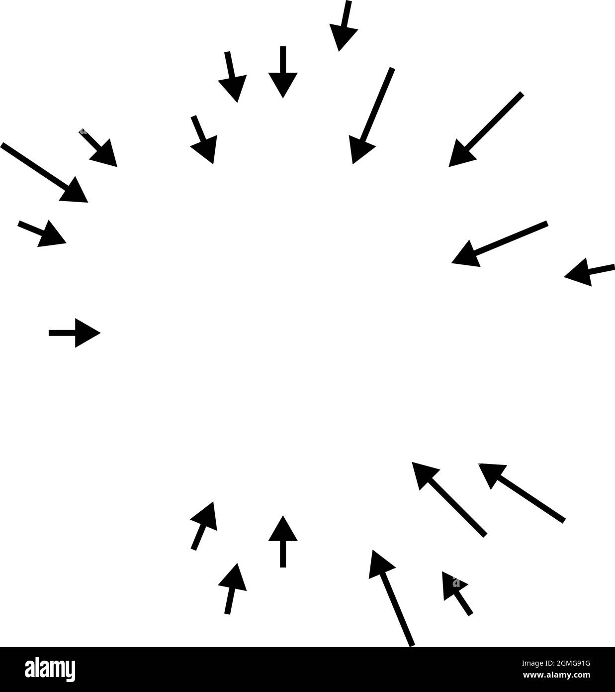 Arrows pointing inward. Radial, radiating arrows, pointers - stock ...