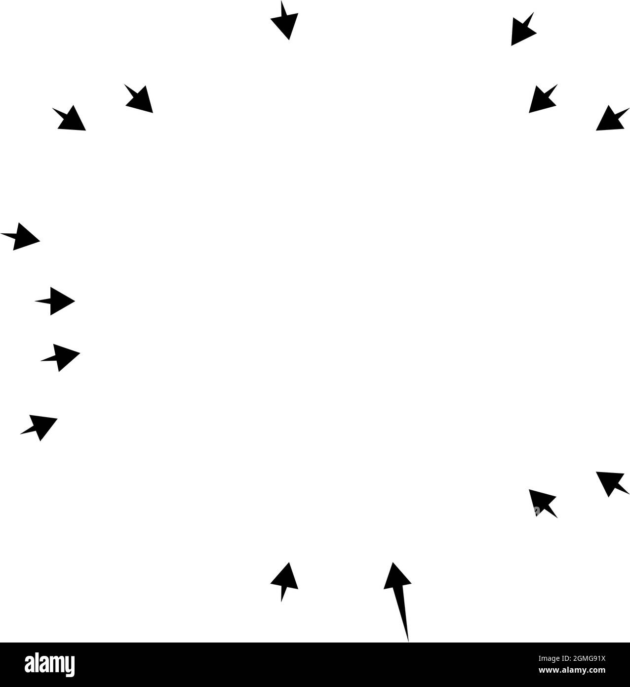 Arrows pointing inward. Radial, radiating arrows, pointers - stock ...
