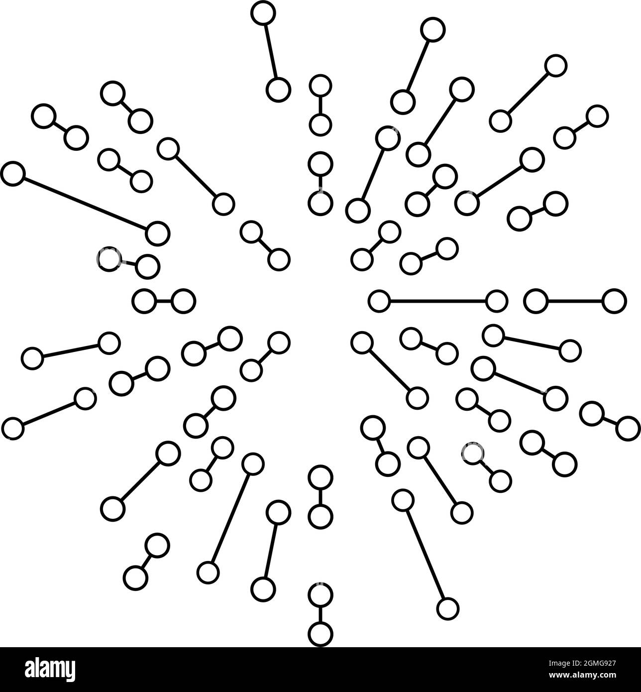 Radial, radiating lines with nodes, nodal points - stock vector ...
