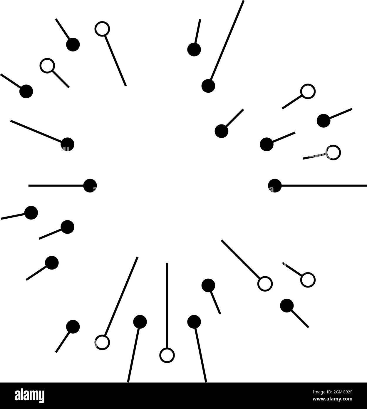 Radial, radiating lines with nodes, nodal points - stock vector ...