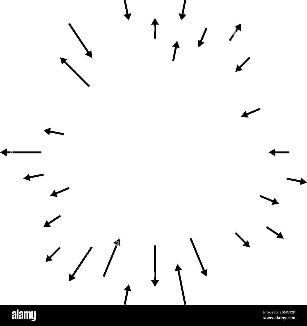 Radial, radiating arrows, pointers in opposite direction for mix ...