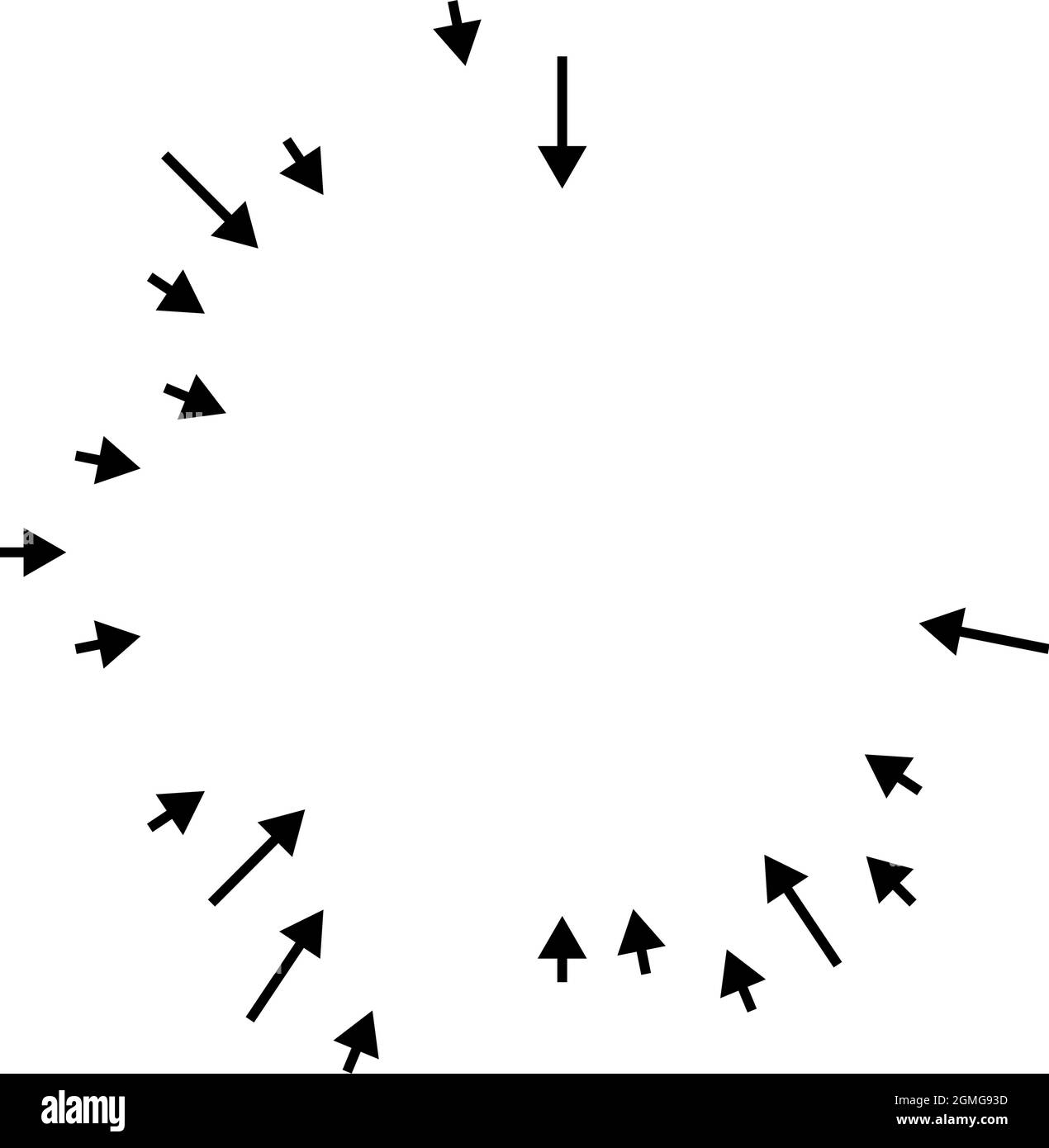 Arrows pointing inward. Radial, radiating arrows, pointers - stock ...