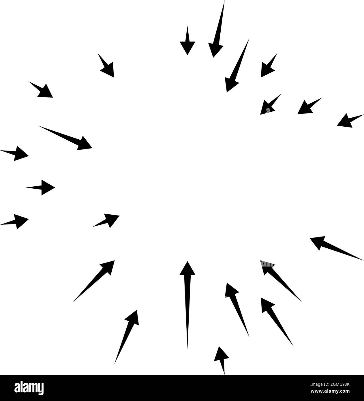 Arrows pointing inward. Radial, radiating arrows, pointers - stock ...