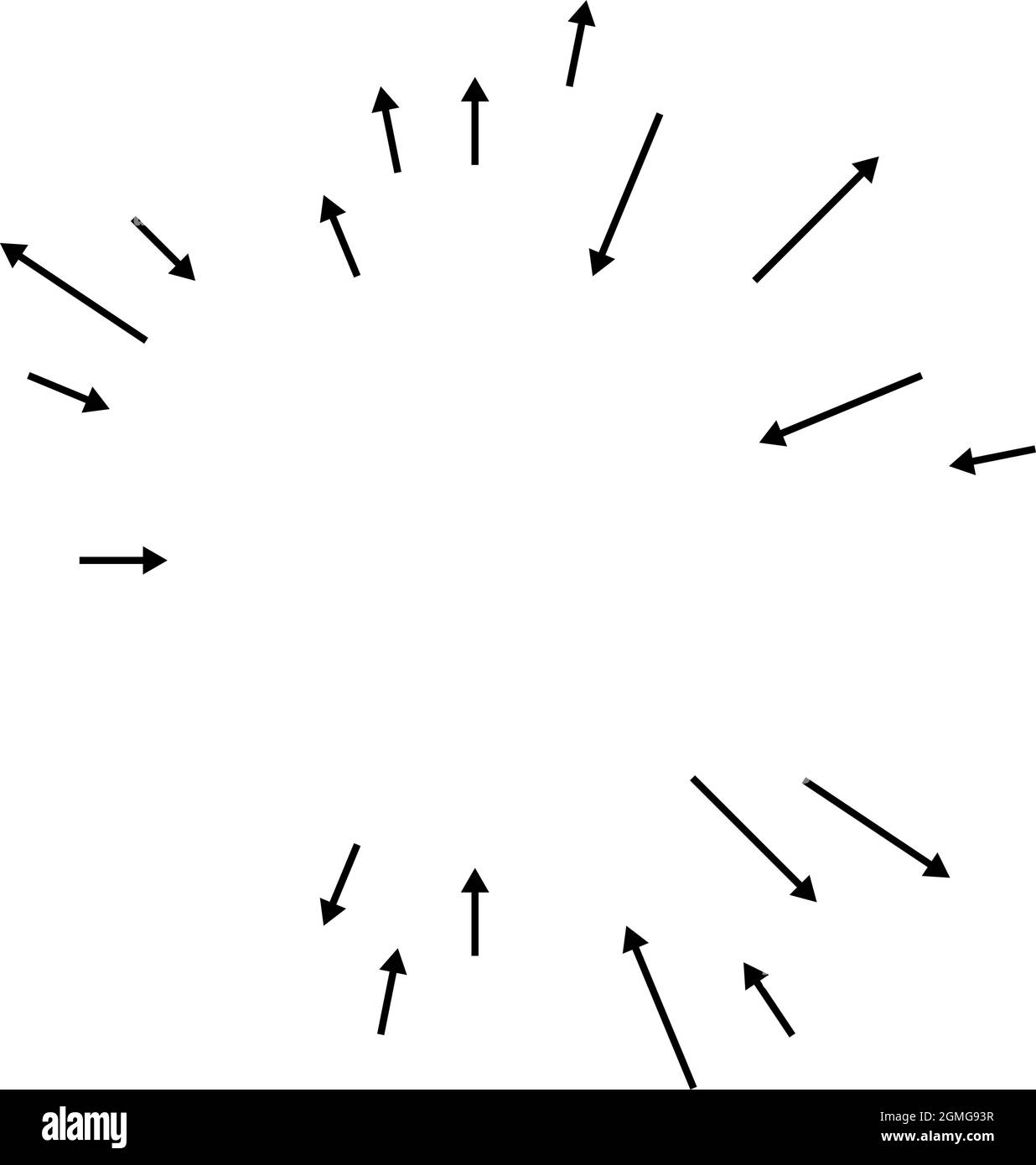 Radial, radiating arrows, pointers in opposite direction for mix ...