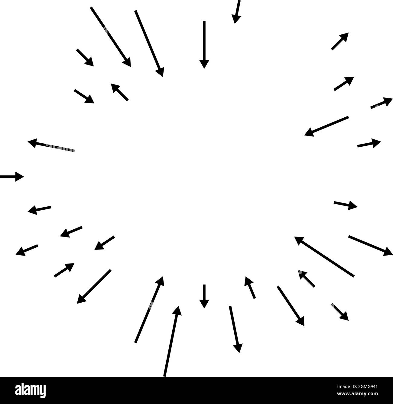 Radial, radiating arrows, pointers in opposite direction for mix ...