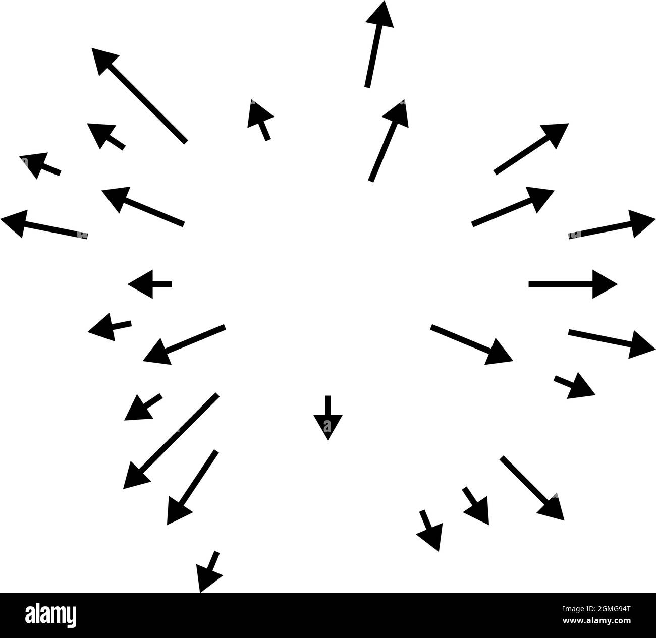 Arrows pointing outwards. Radial, radiating arrows - stock vector ...