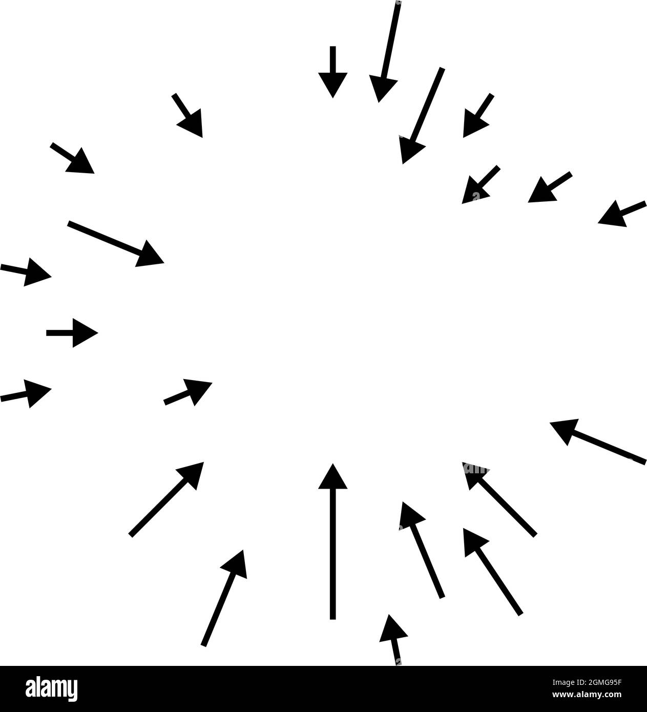 Arrows pointing inward. Radial, radiating arrows, pointers - stock ...