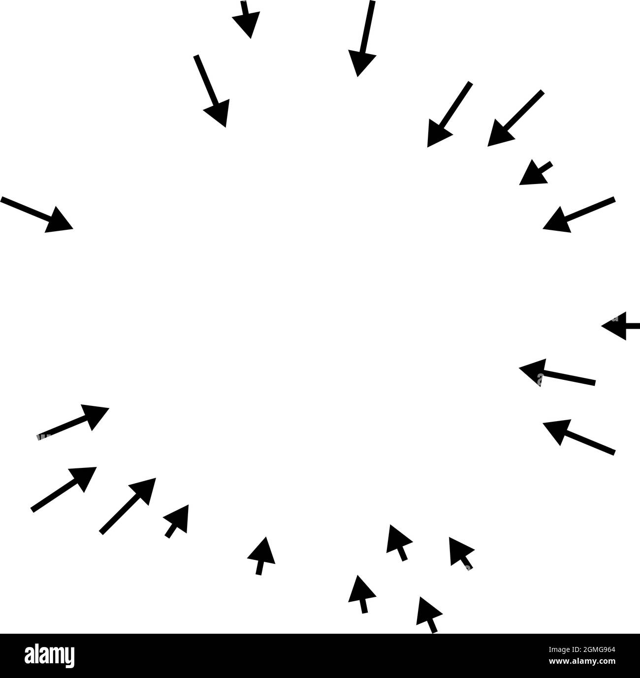 Arrows pointing inward. Radial, radiating arrows, pointers - stock ...