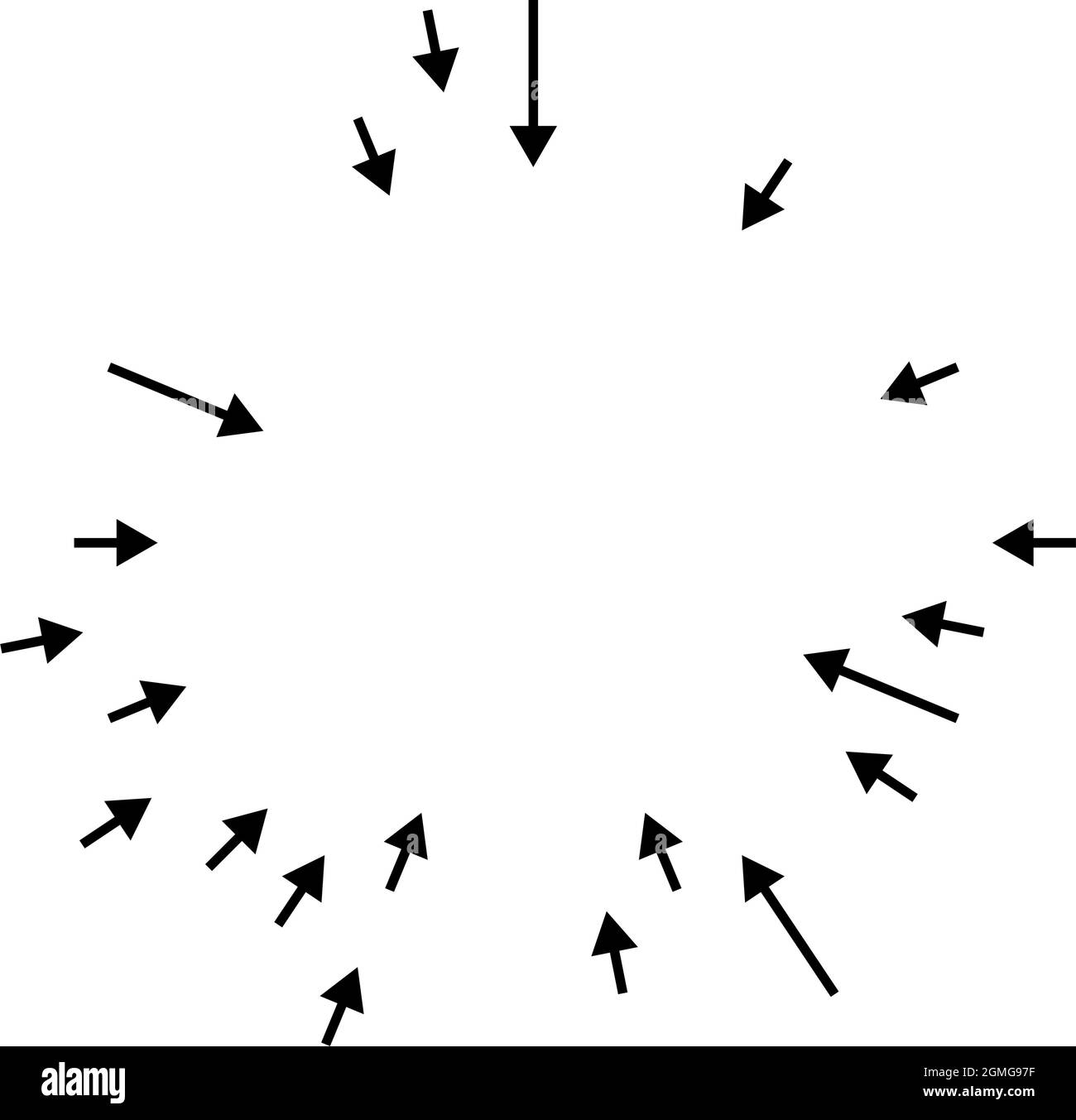 Arrows pointing inward. Radial, radiating arrows, pointers - stock ...