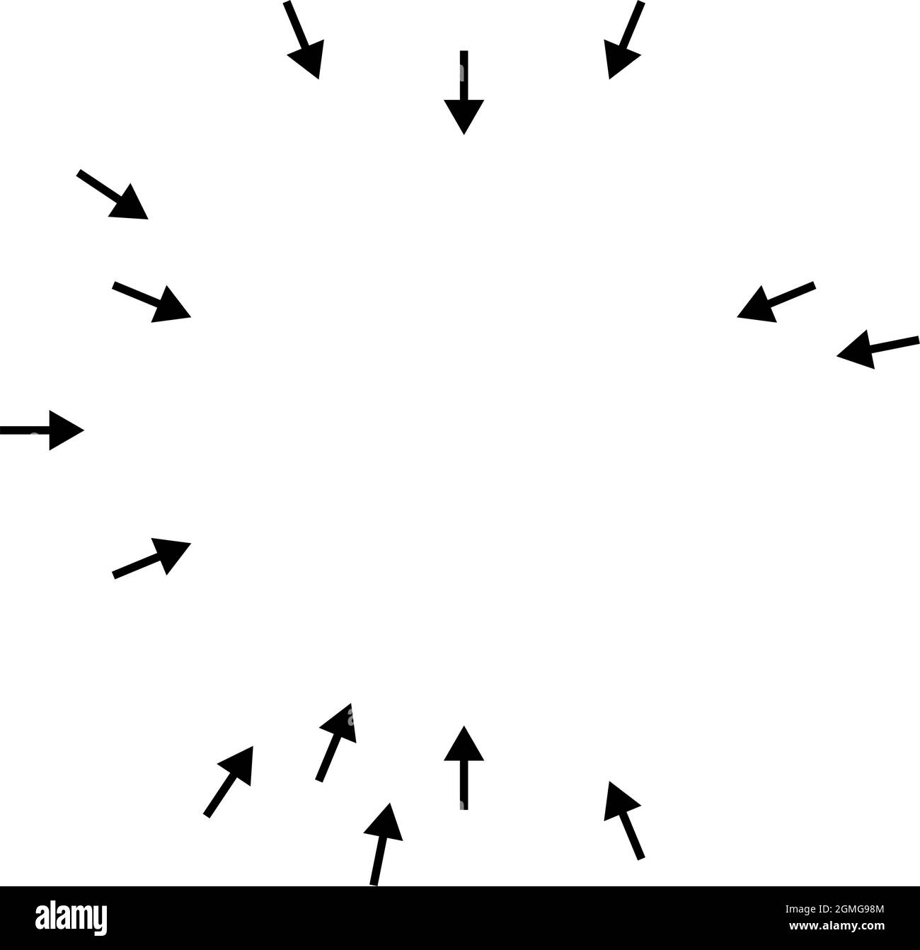 Arrows pointing inward. Radial, radiating arrows, pointers - stock ...