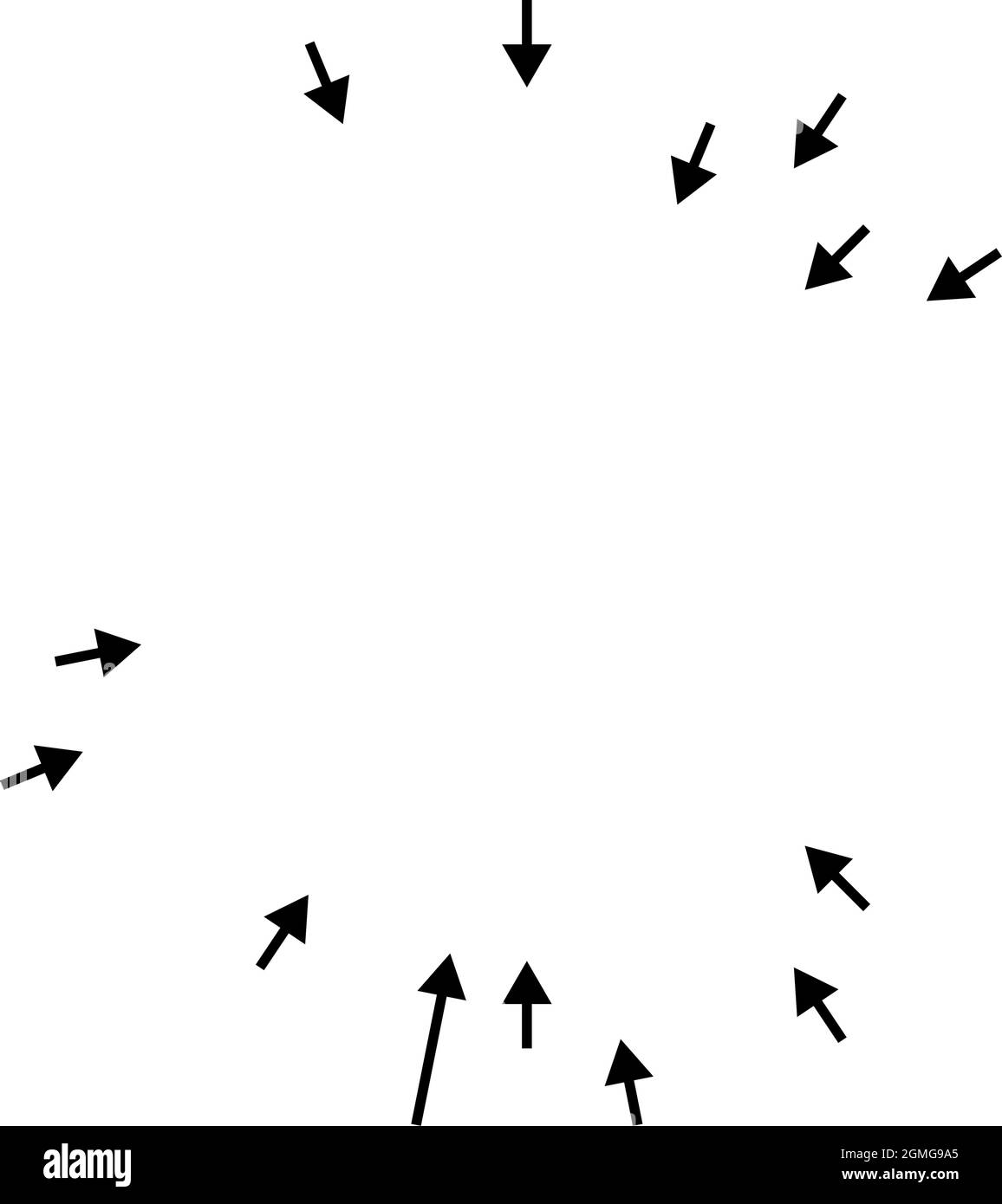 Arrows pointing inward. Radial, radiating arrows, pointers - stock ...