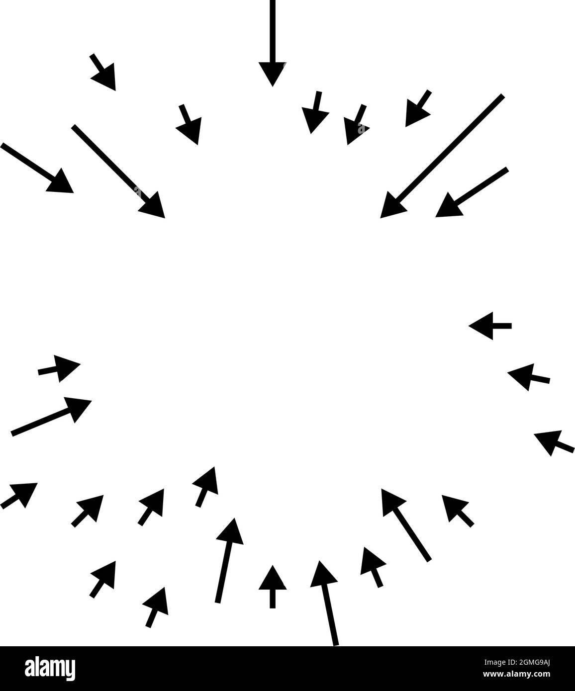 Arrows pointing inward. Radial, radiating arrows, pointers - stock ...