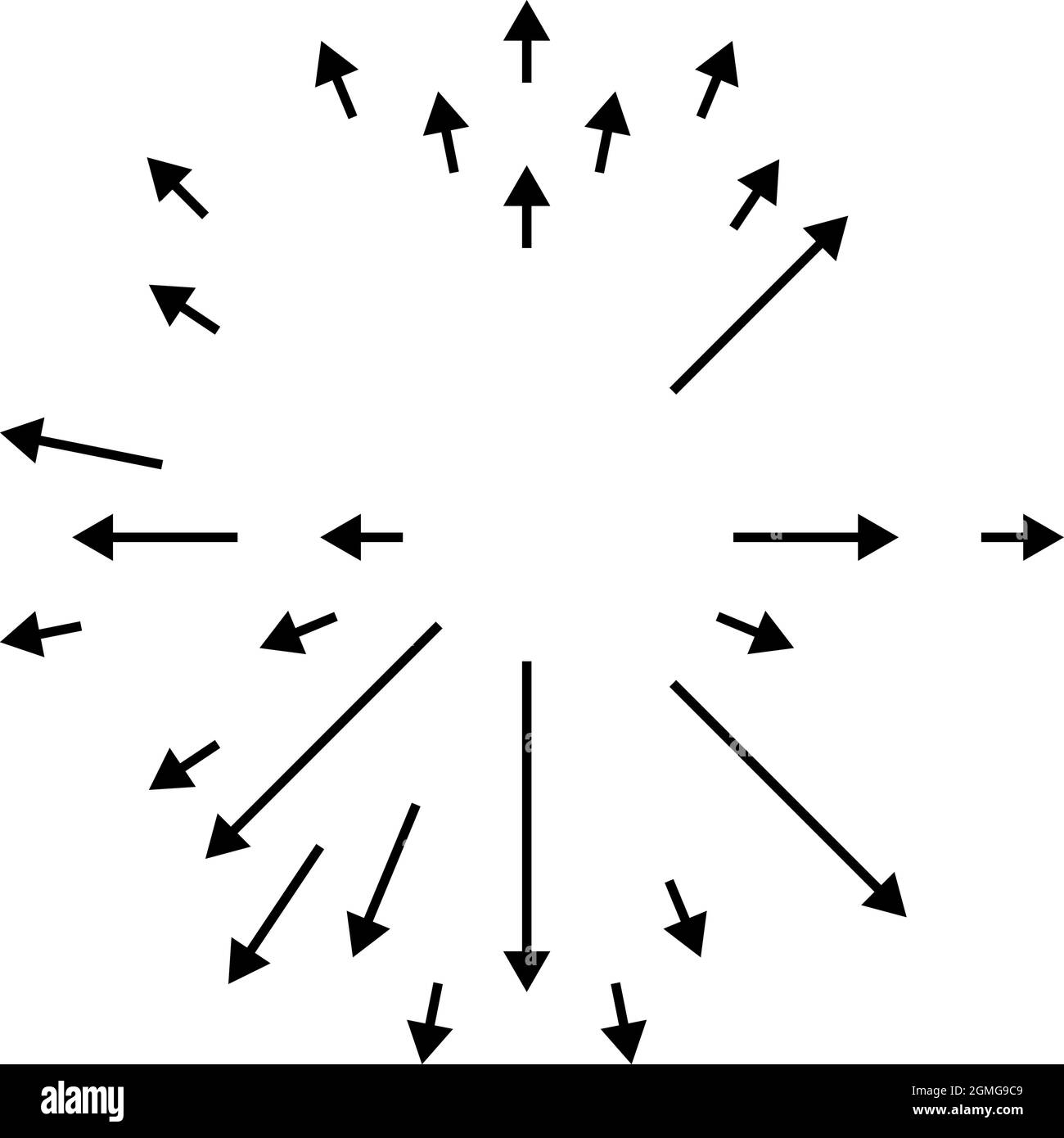 Arrows pointing outwards. Radial, radiating arrows - stock vector ...