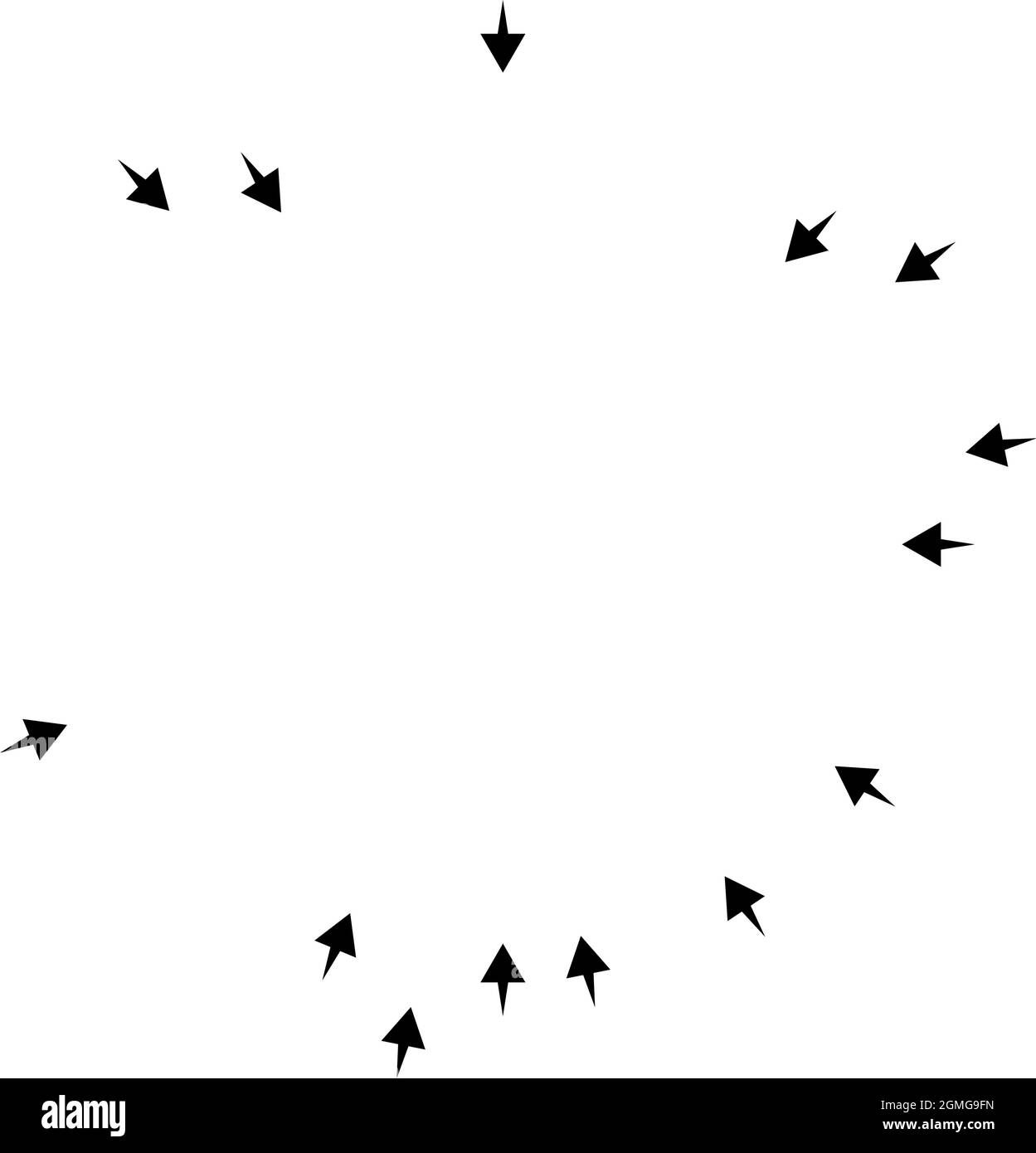 Arrows pointing inward. Radial, radiating arrows, pointers - stock ...