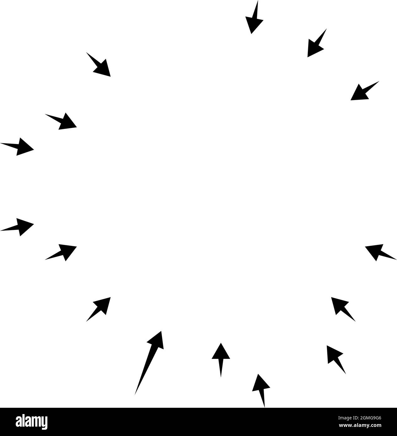 Arrows pointing inward. Radial, radiating arrows, pointers - stock ...