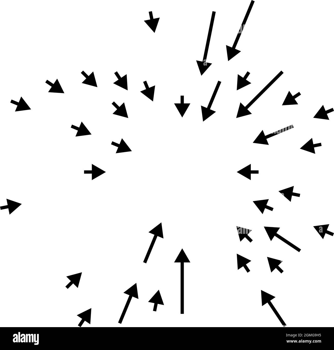 Arrows pointing inward. Radial, radiating arrows, pointers - stock ...