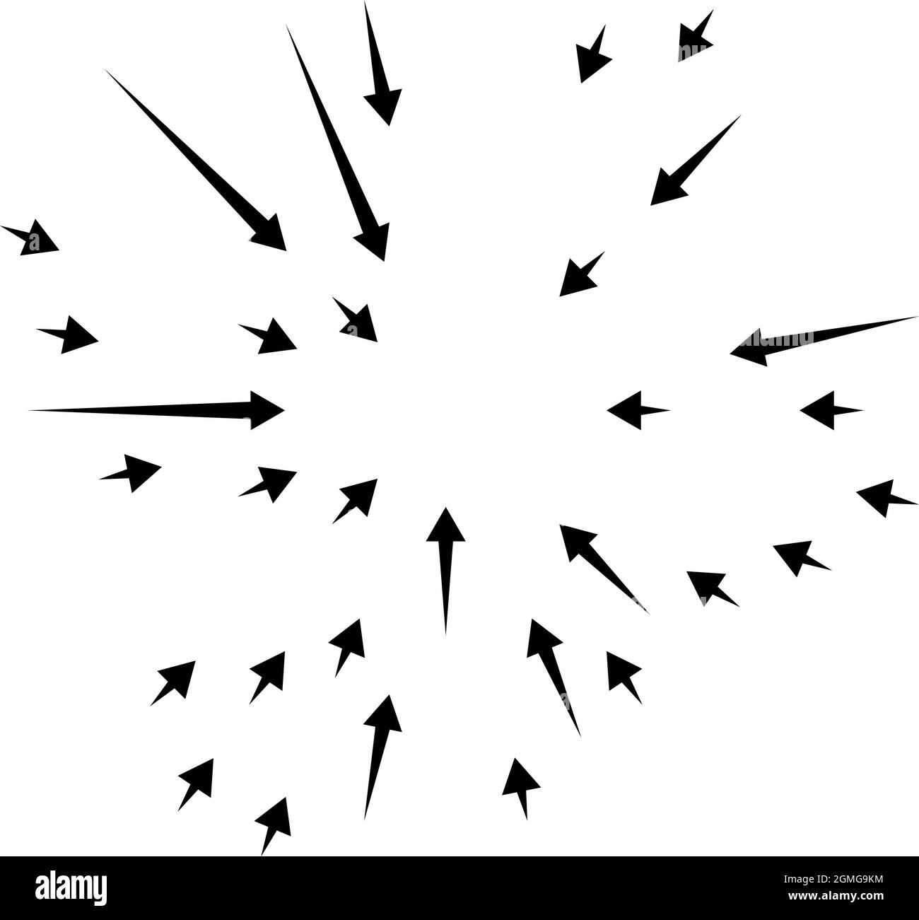 Arrows pointing inward. Radial, radiating arrows, pointers - stock ...