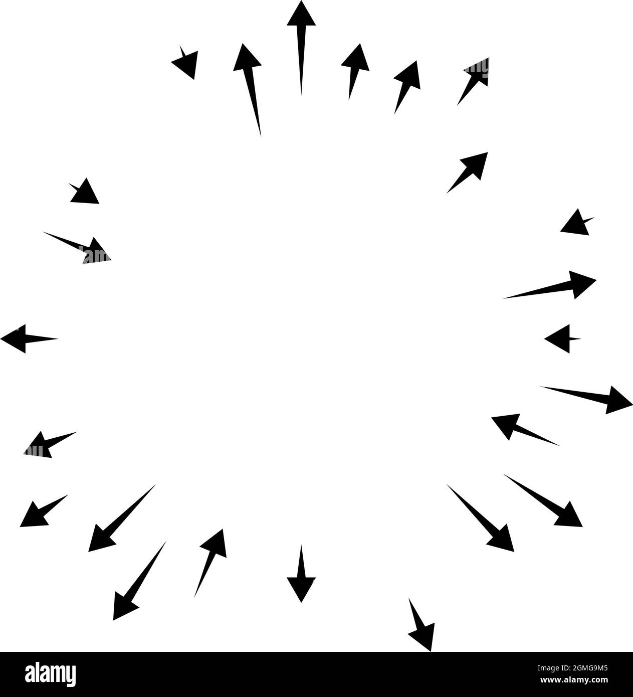 Radial, radiating arrows, pointers in opposite direction for mix ...