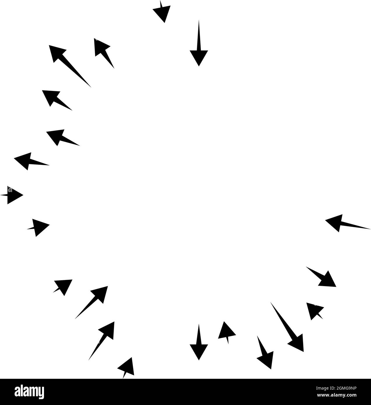 Radial, radiating arrows, pointers in opposite direction for mix ...