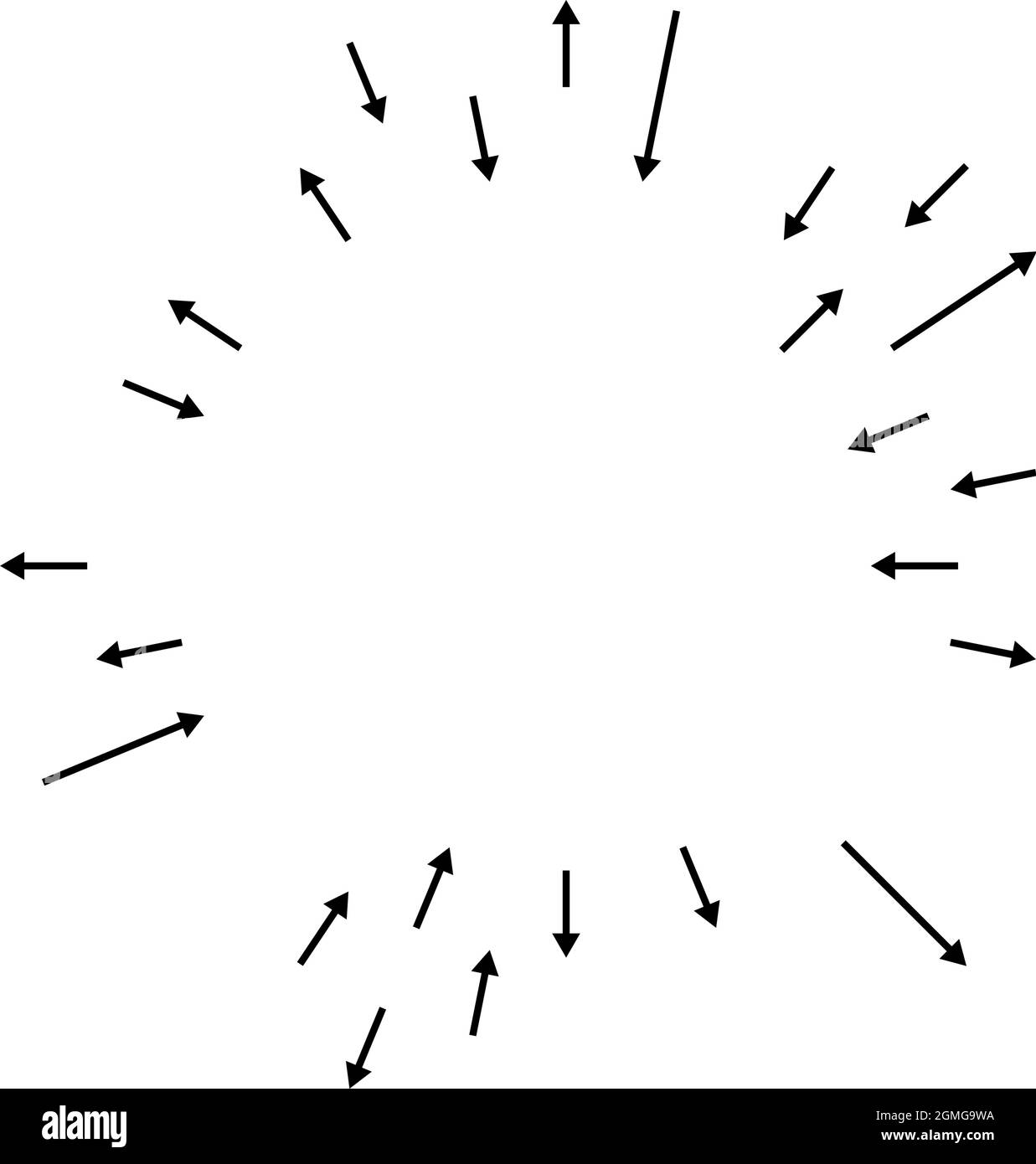Radial, radiating arrows, pointers in opposite direction for mix ...