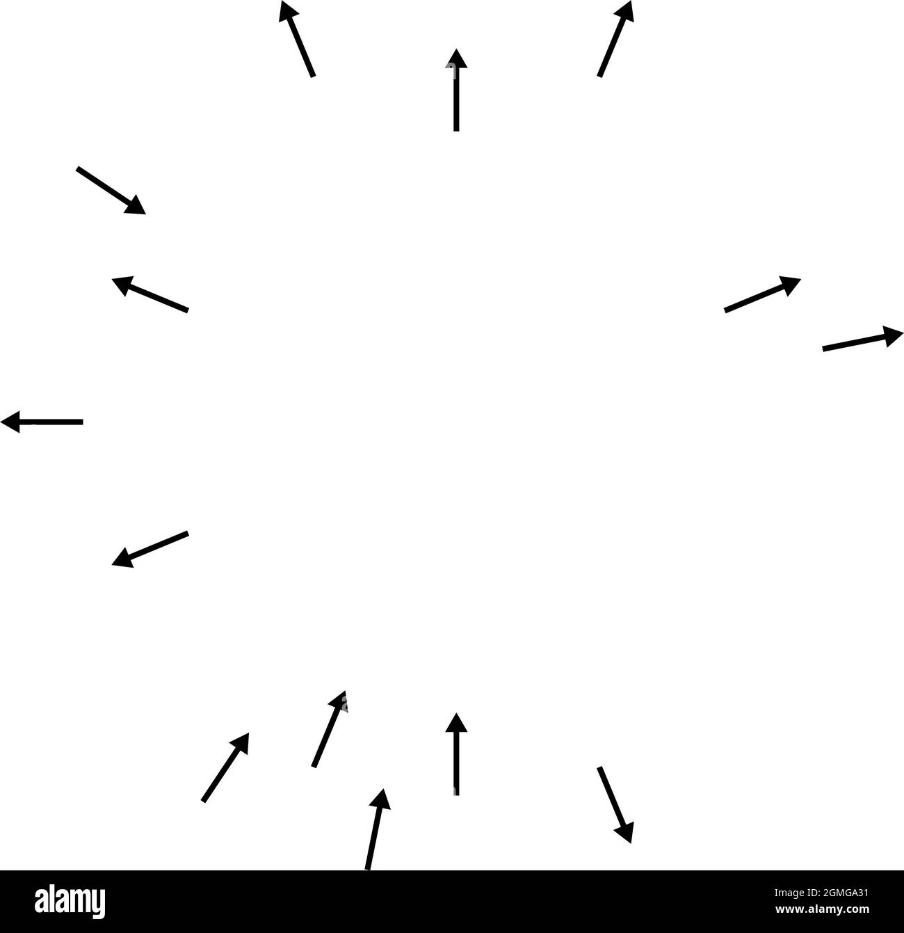 Radial, radiating arrows, pointers in opposite direction for mix ...