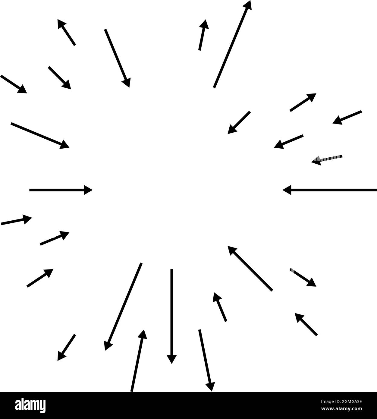 Radial, radiating arrows, pointers in opposite direction for mix ...