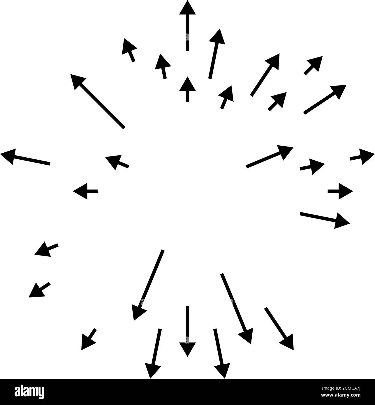 Arrows pointing outwards. Radial, radiating arrows - stock vector ...