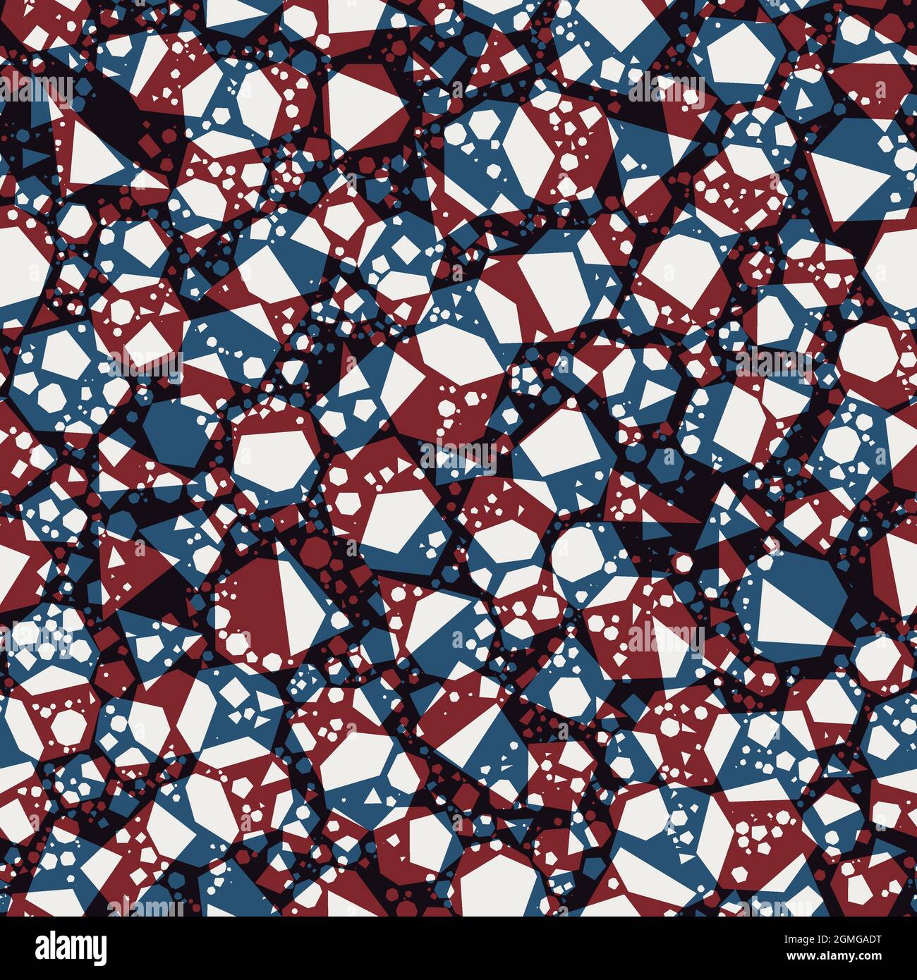 Seamless red and blue overlay circles and shapes pattern for surface ...