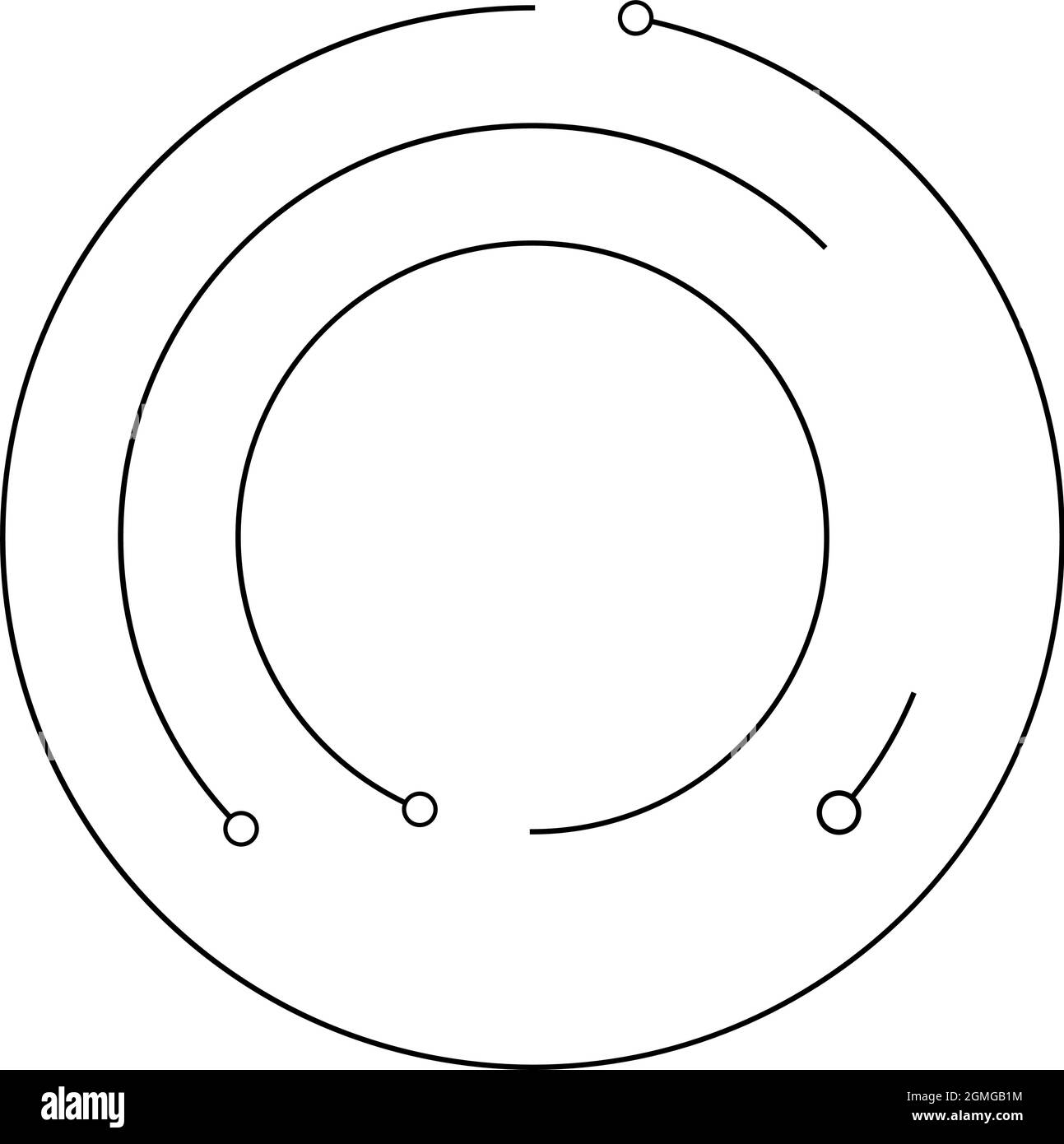 Circular, concentric lines, segmented circles with nodes, nodal points - stock vector ...