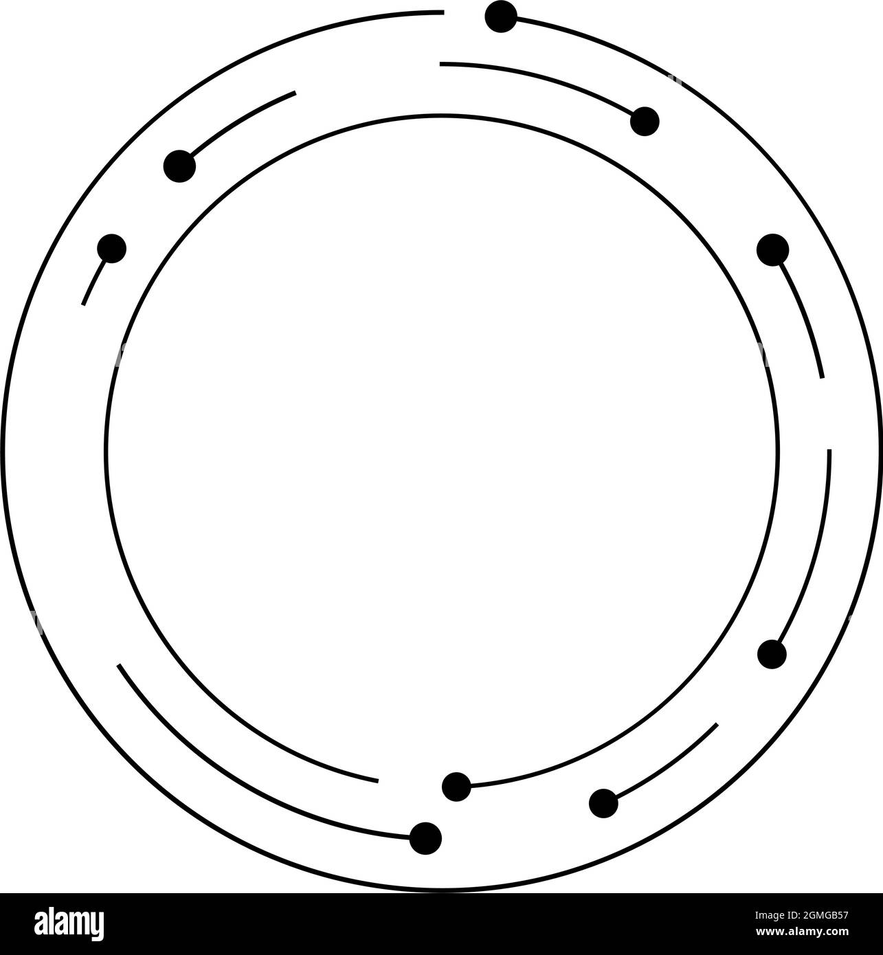 Circular, concentric lines, segmented circles with nodes, nodal points - stock vector ...