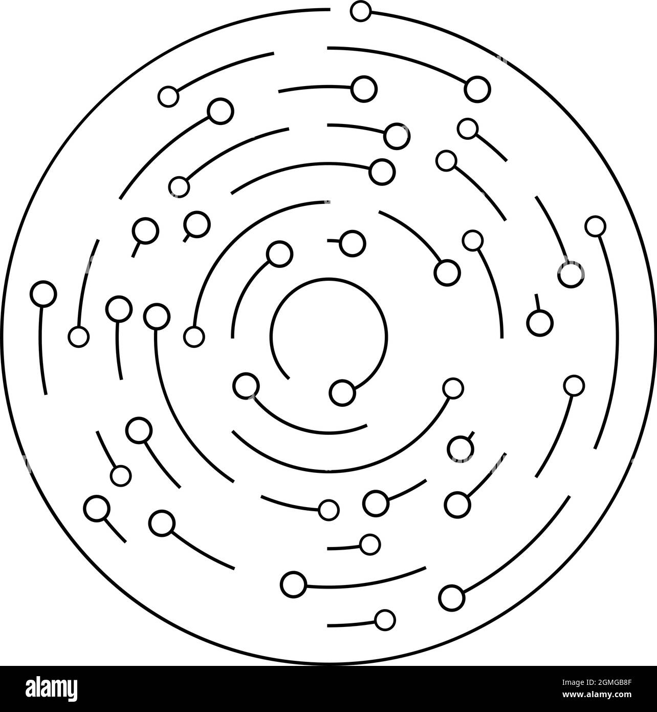 Circular, concentric lines, segmented circles with nodes, nodal points ...