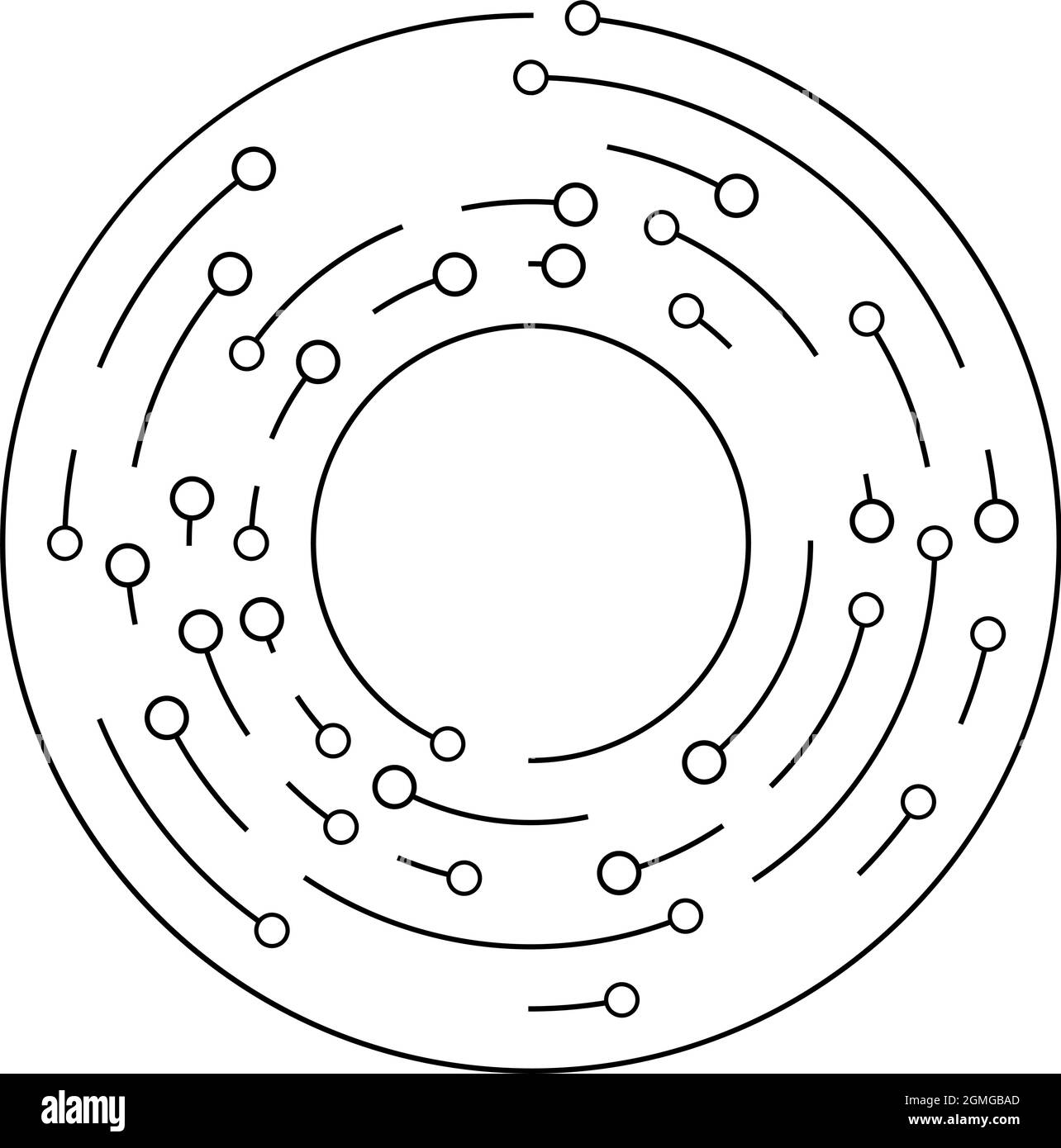 Circular, concentric lines, segmented circles with nodes, nodal points - stock vector ...