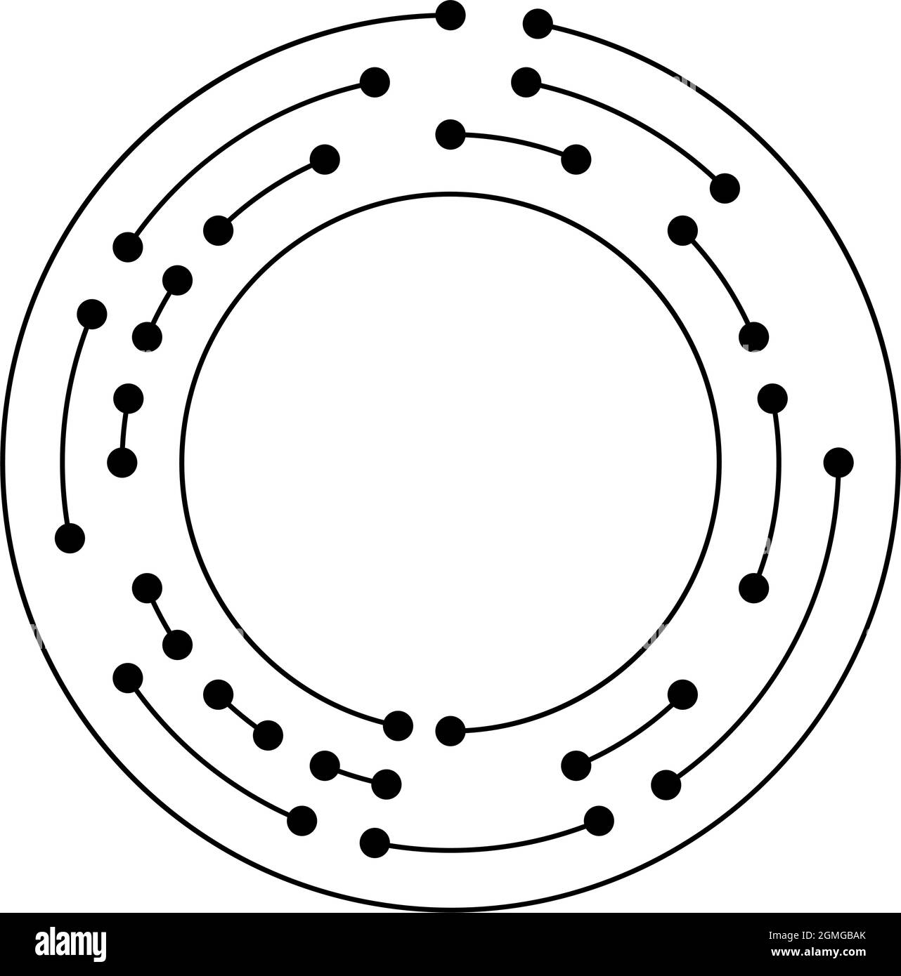 Circular, concentric lines, segmented circles with nodes, nodal points ...