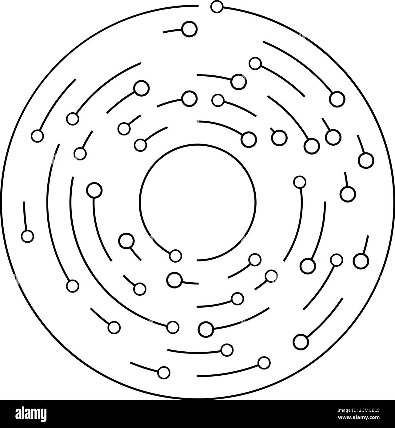 Circular, concentric lines, segmented circles with nodes, nodal points - stock vector ...
