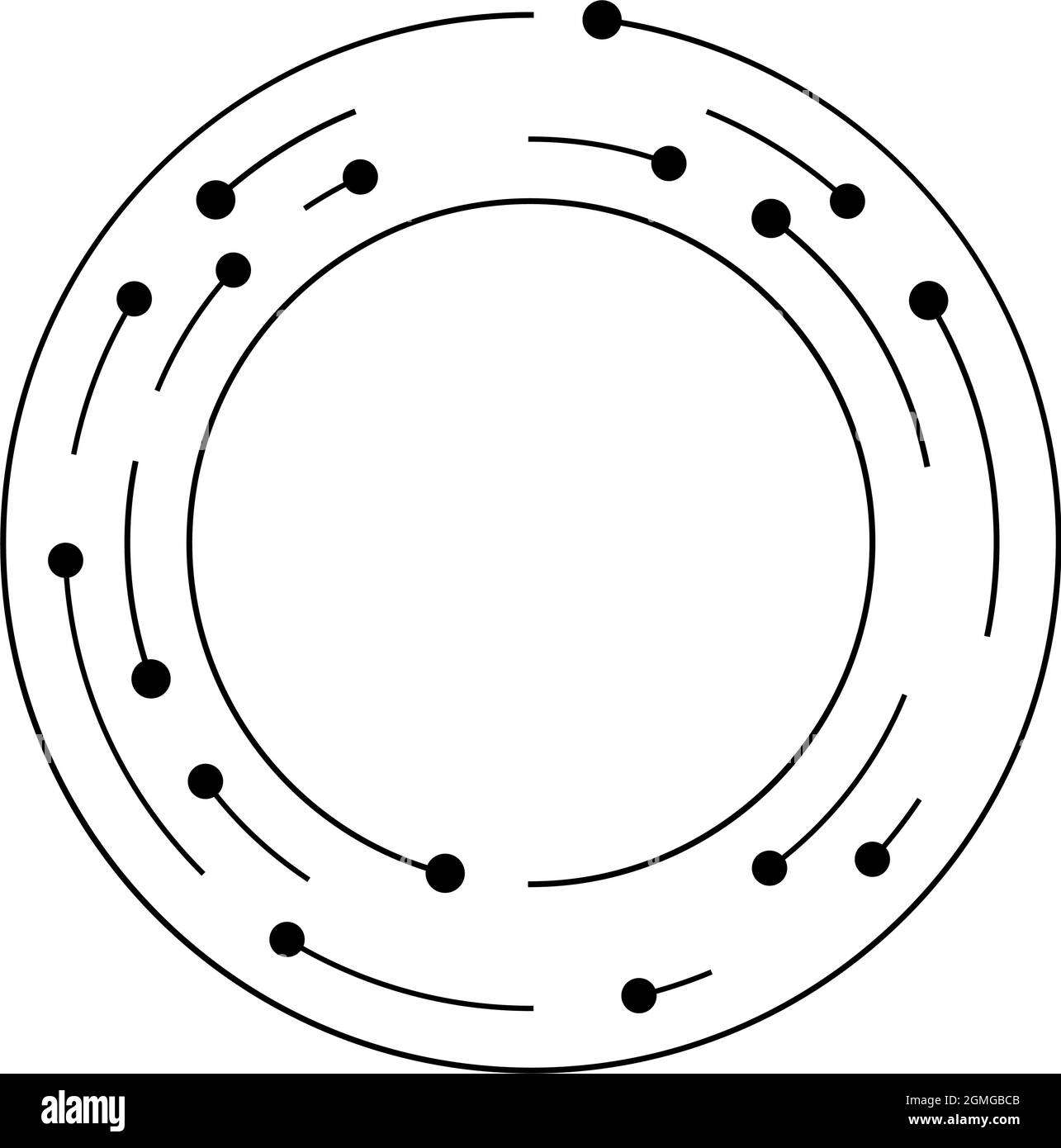 Circular, concentric lines, segmented circles with nodes, nodal points - stock vector ...