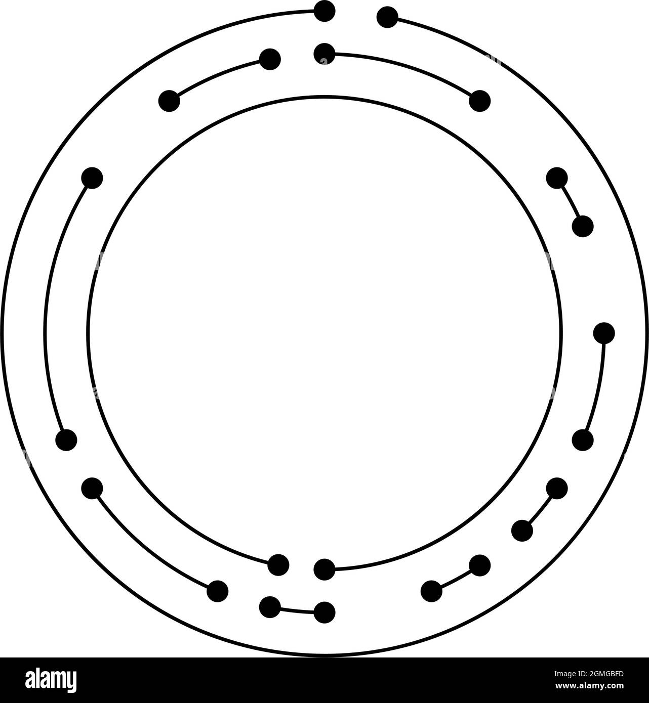 Circular, concentric lines, segmented circles with nodes, nodal points - stock vector ...