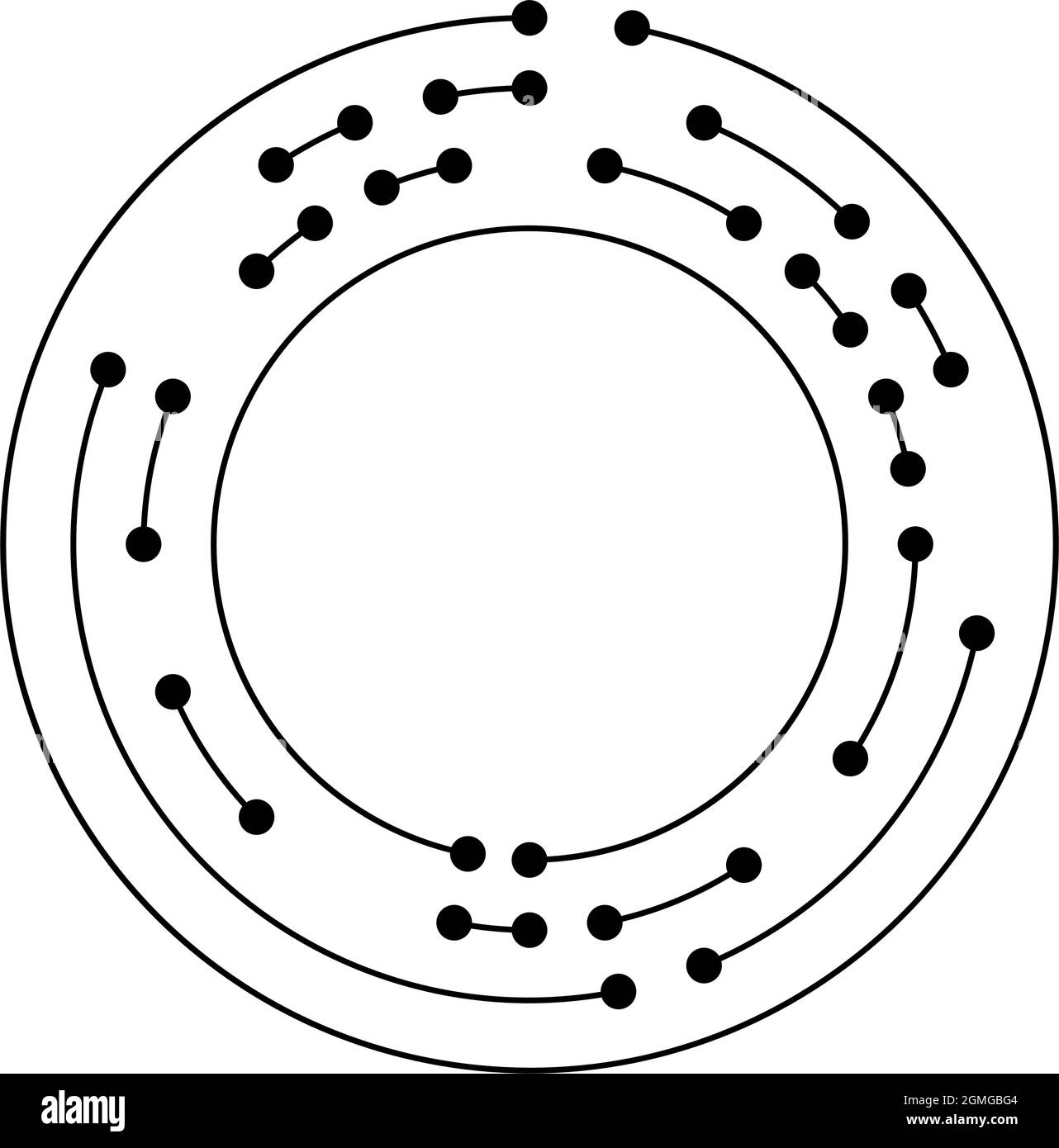 Circular, concentric lines, segmented circles with nodes, nodal points ...