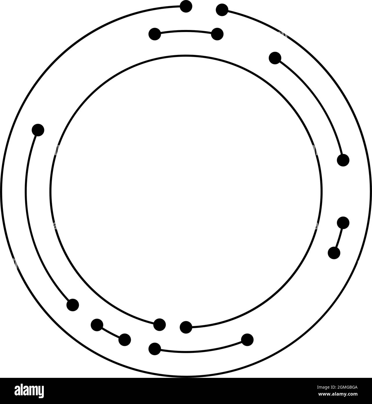 Circular, concentric lines, segmented circles with nodes, nodal points ...