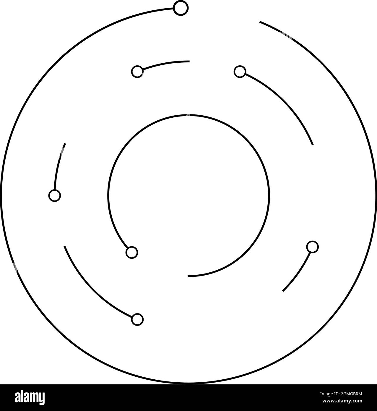 Circular, concentric lines, segmented circles with nodes, nodal points - stock vector ...