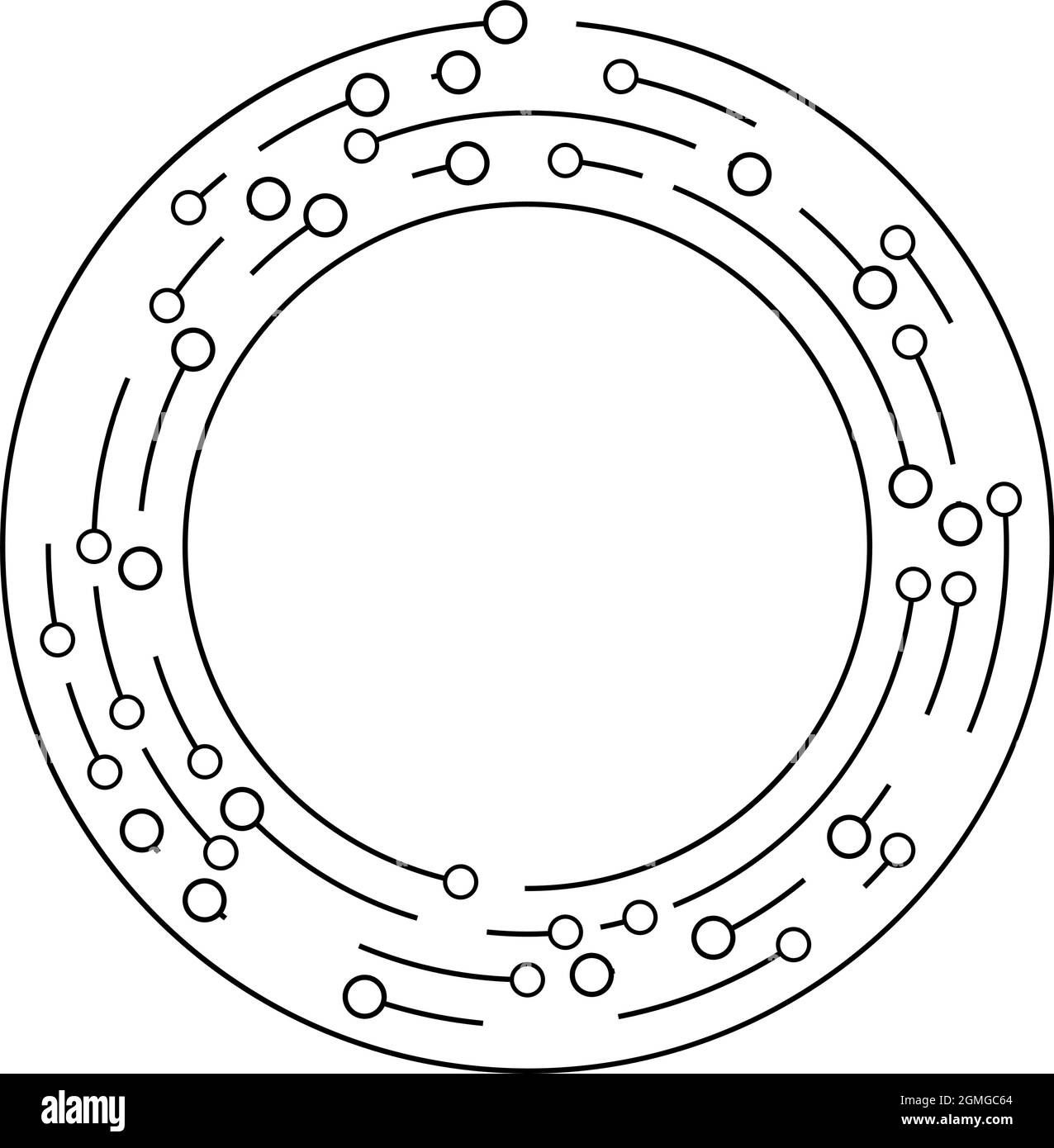 Circular, concentric lines, segmented circles with nodes, nodal points - stock vector ...