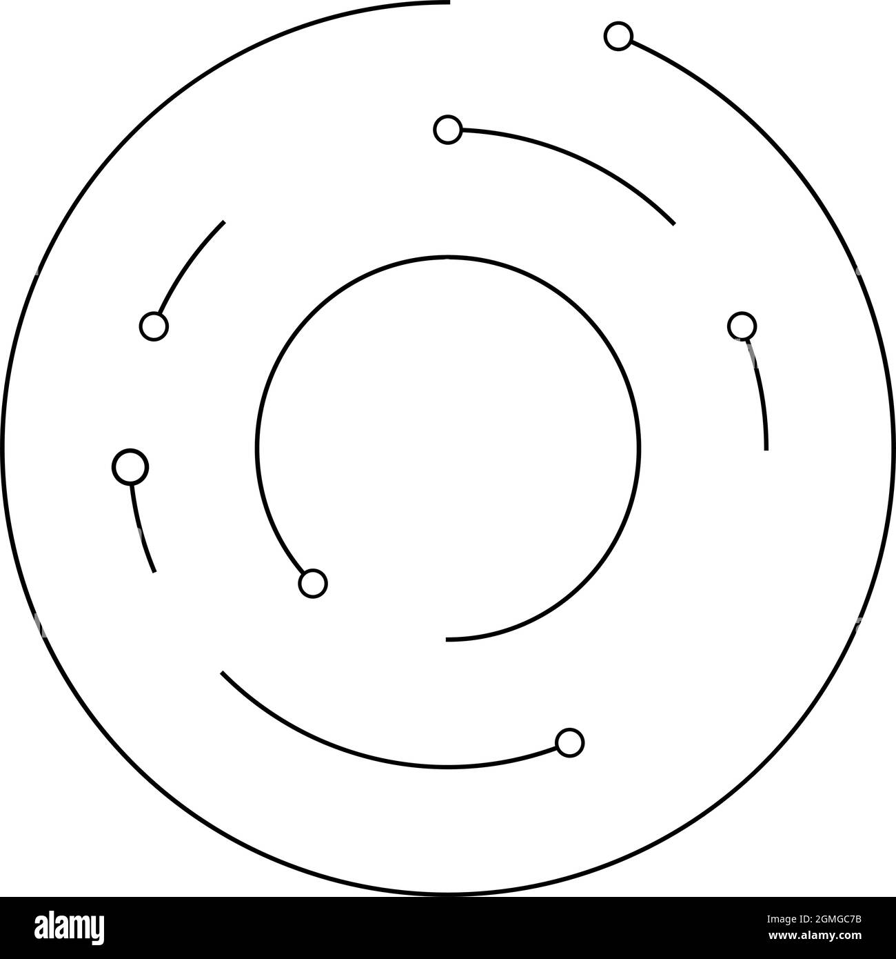 Circular, concentric lines, segmented circles with nodes, nodal points - stock vector ...