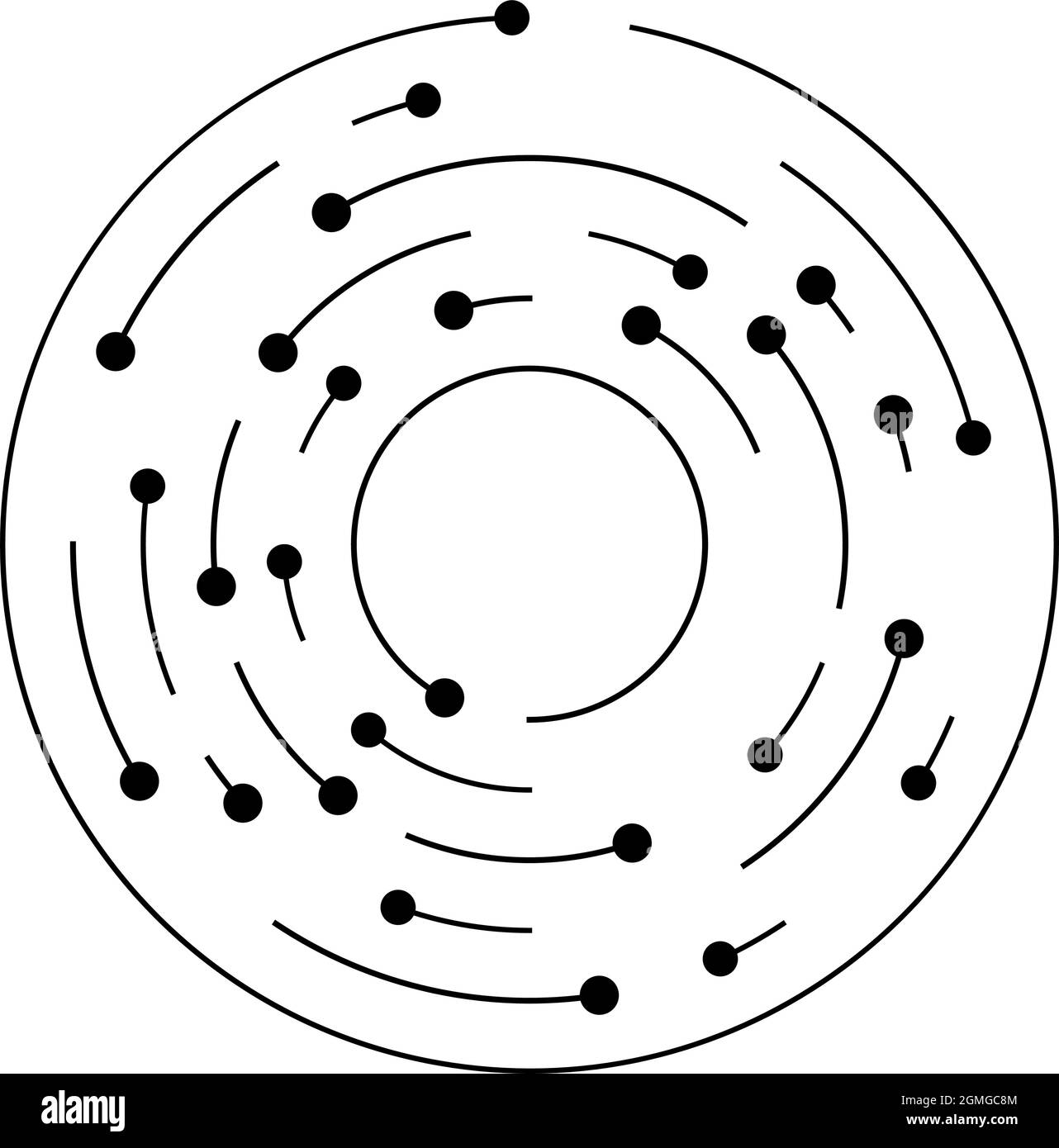 Circular, concentric lines, segmented circles with nodes, nodal points ...
