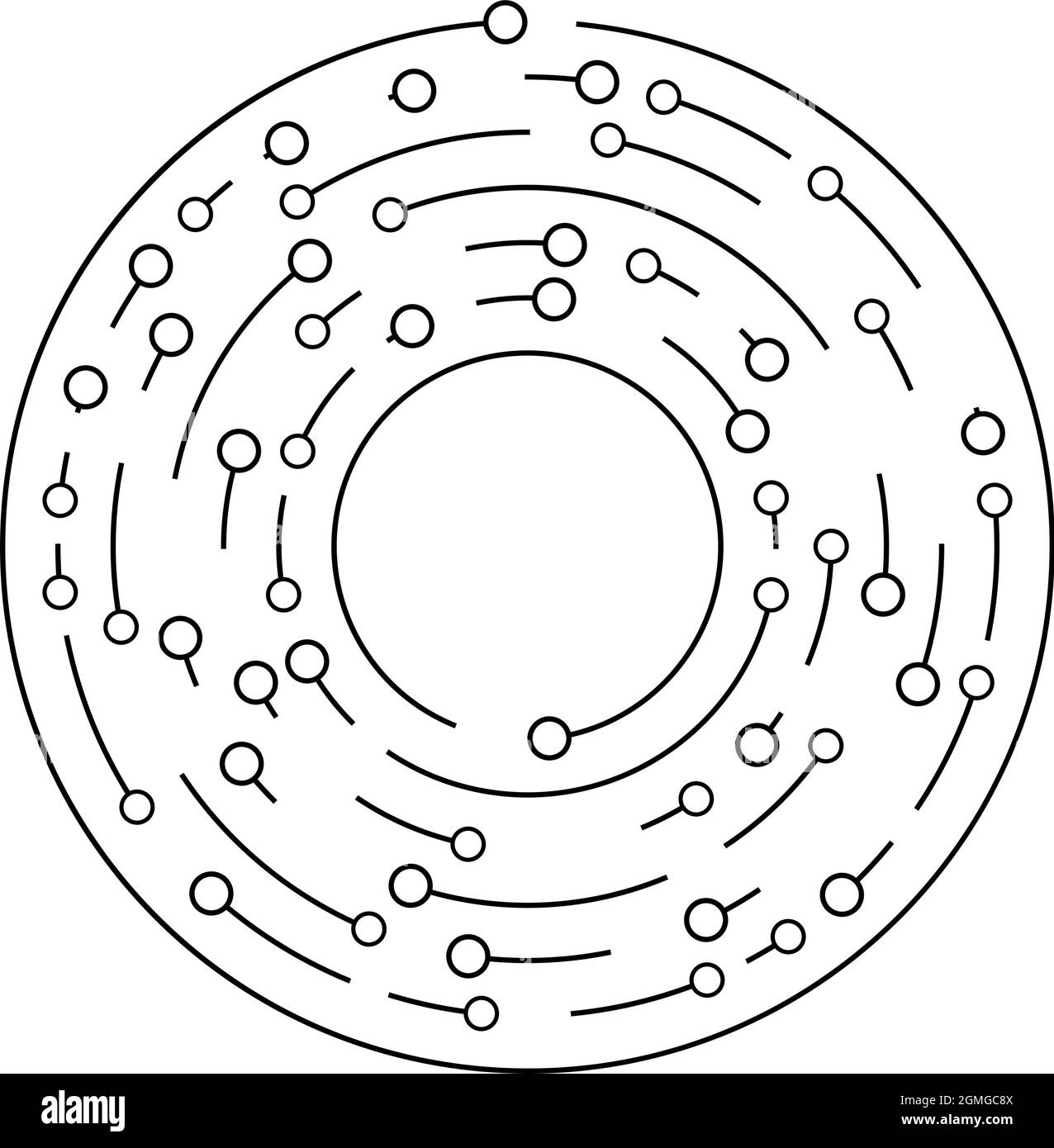 Circular, concentric lines, segmented circles with nodes, nodal points ...