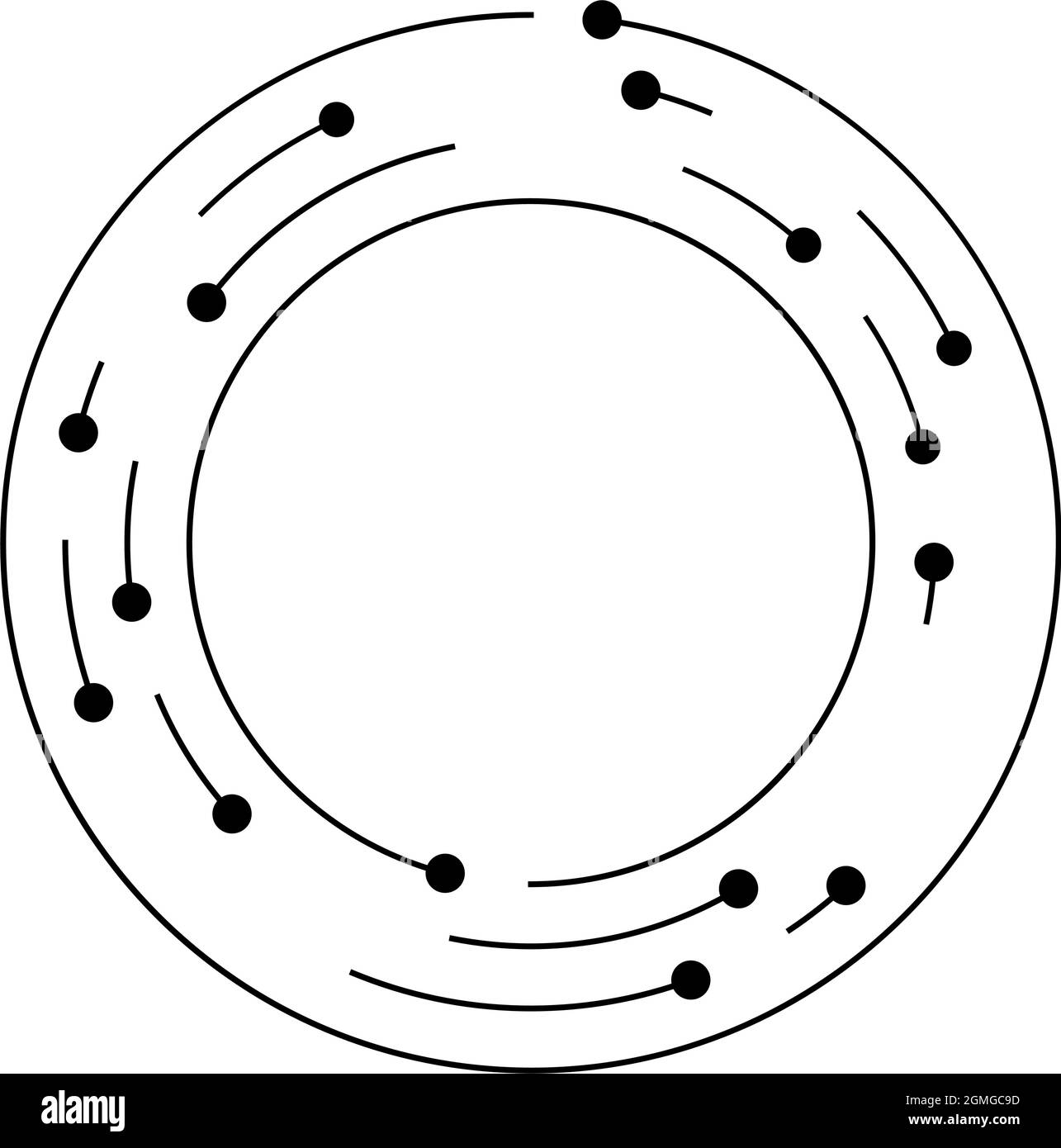 Circular, concentric lines, segmented circles with nodes, nodal points ...