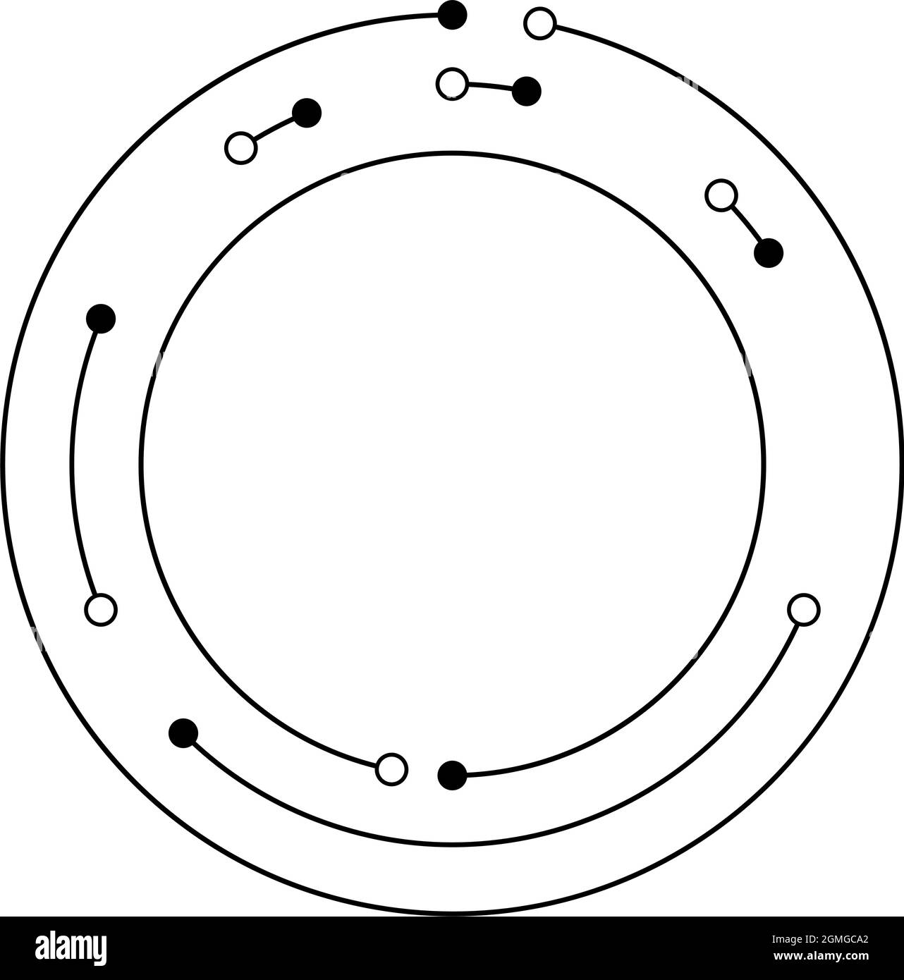 Circular, concentric lines, segmented circles with nodes, nodal points - stock vector ...