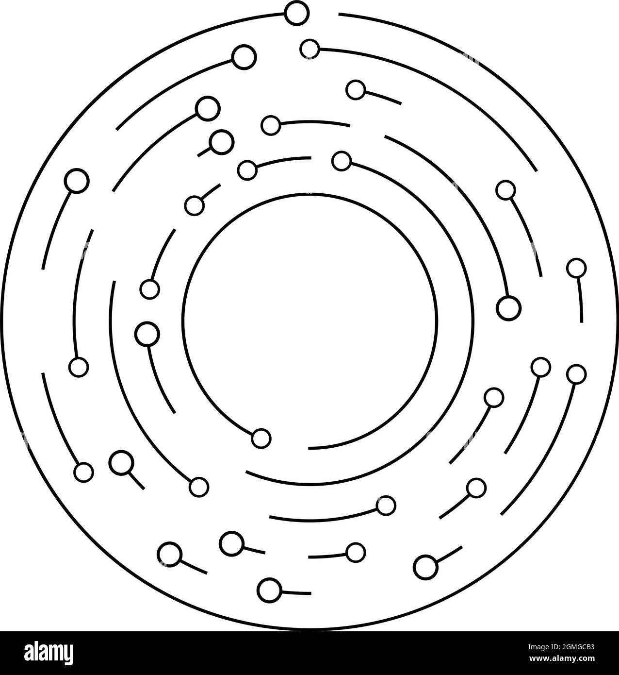 Circular, concentric lines, segmented circles with nodes, nodal points - stock vector ...