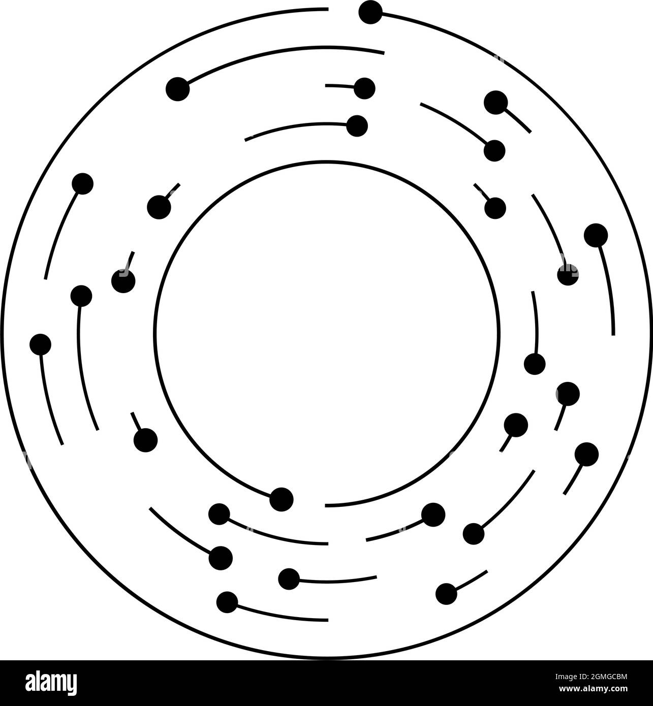 Circular, concentric lines, segmented circles with nodes, nodal points - stock vector ...