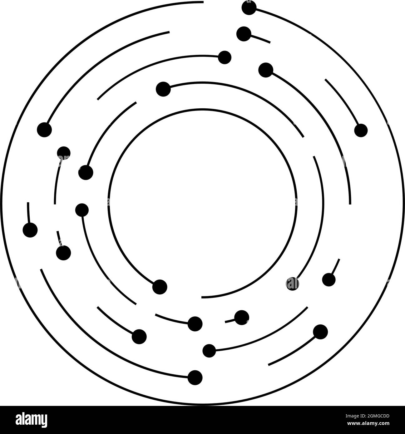 Circular, concentric lines, segmented circles with nodes, nodal points ...